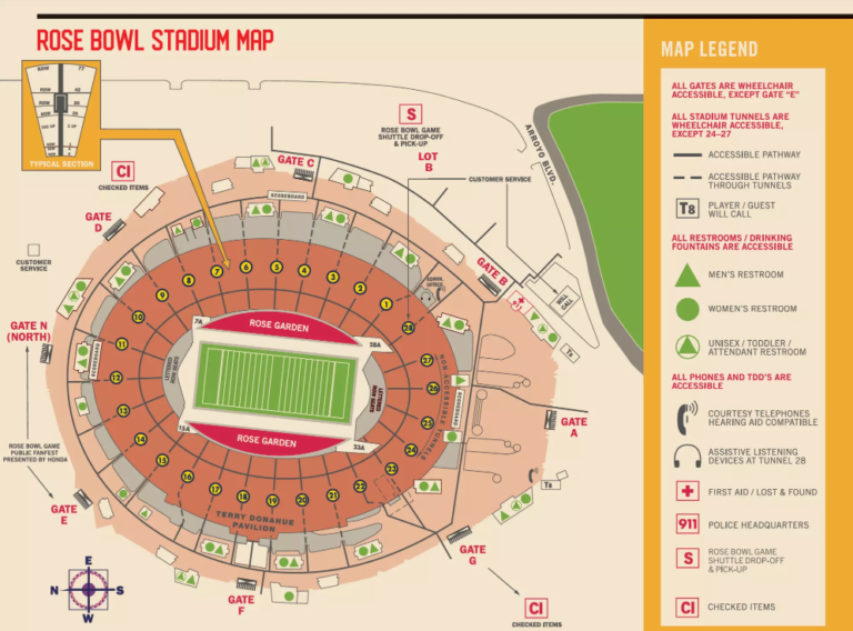 Rose Bowl Seating Chart - Diamond Travel